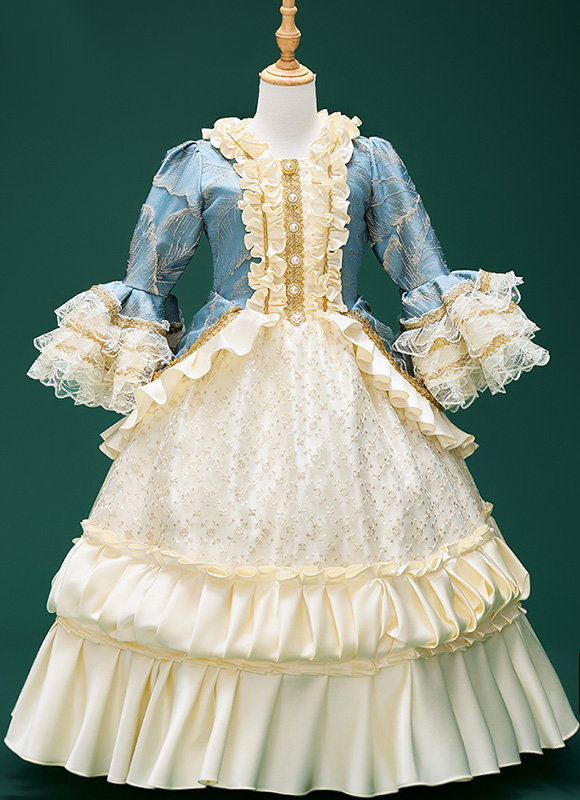 Children 17th Century Masquerade Ball Gown Kids Girls Theater Costume
