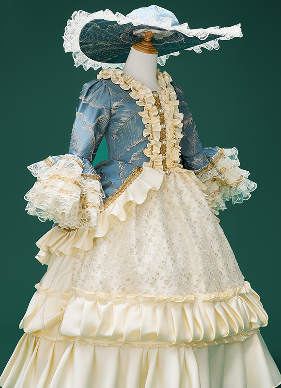 Children 17th Century Masquerade Ball Gown Kids Girls Theater Costume