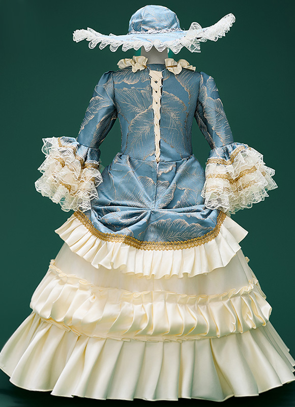 Children 17th Century Masquerade Ball Gown Kids Girls Theater Costume